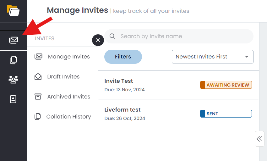 Invites Management Page